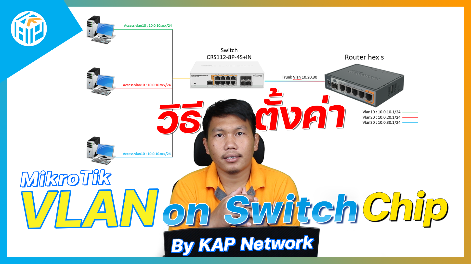 วิธีการตั้งค่า VLAN ใน MikroTik ที่มี Switch Chip | By KAP NETWORK